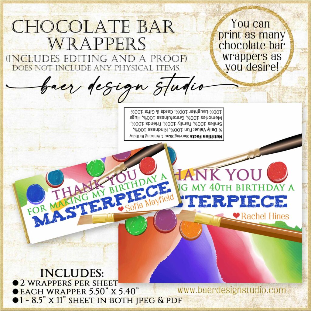 How to Make Printable Candy Bar Wrappers in 5 easy steps - Baer Design ...