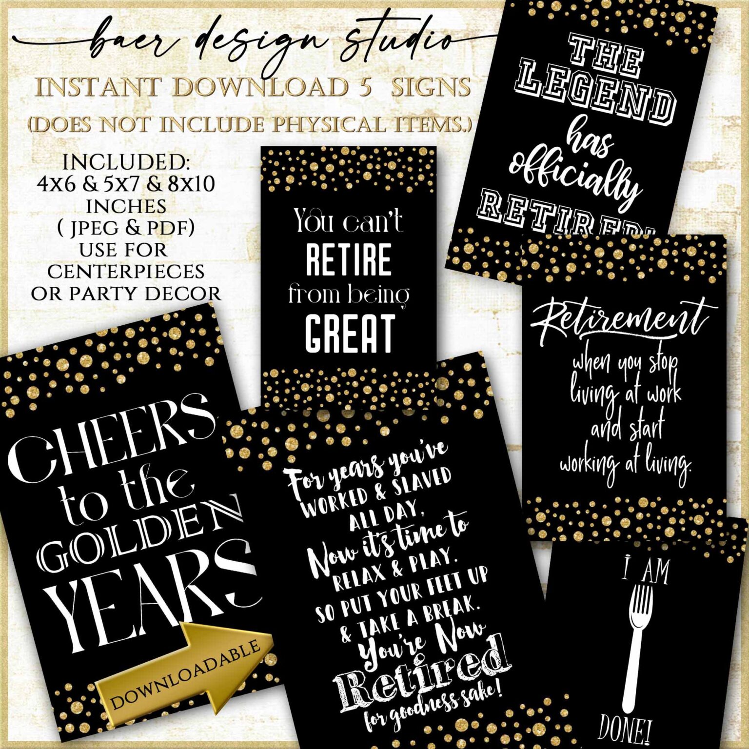 NEW Retirement Party Signs, Retirement Printable Quote Cards 62521 ...
